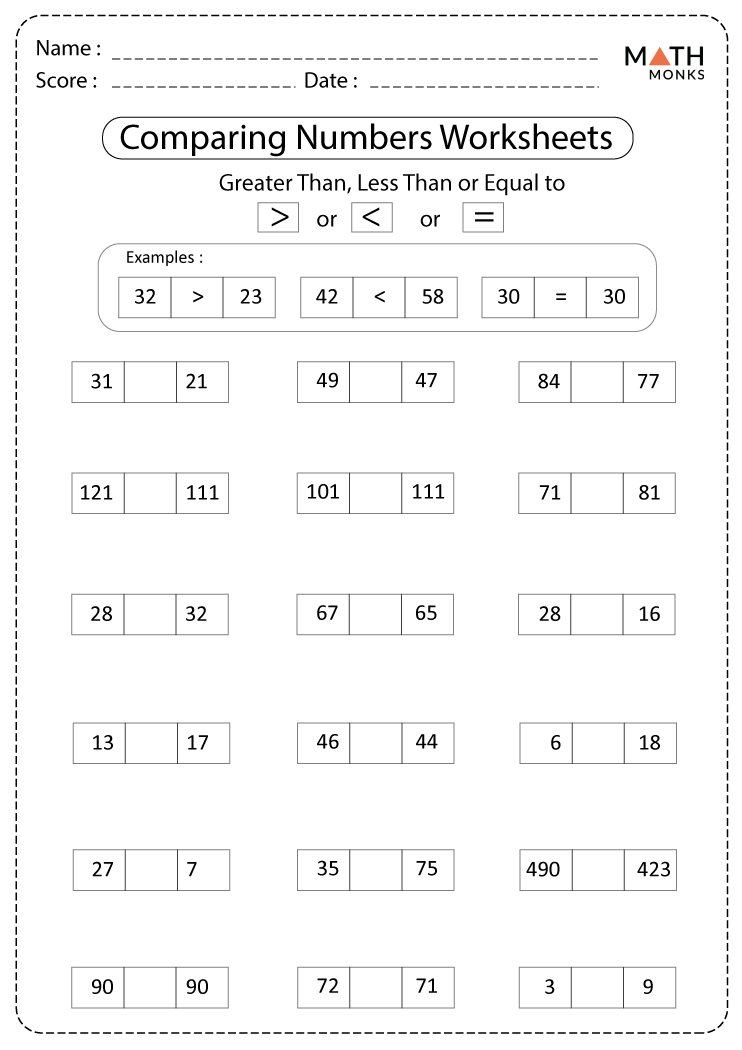 Greater Than Less Than Worksheets Math Monks Greater Than Less Than Worksheets Math Monks