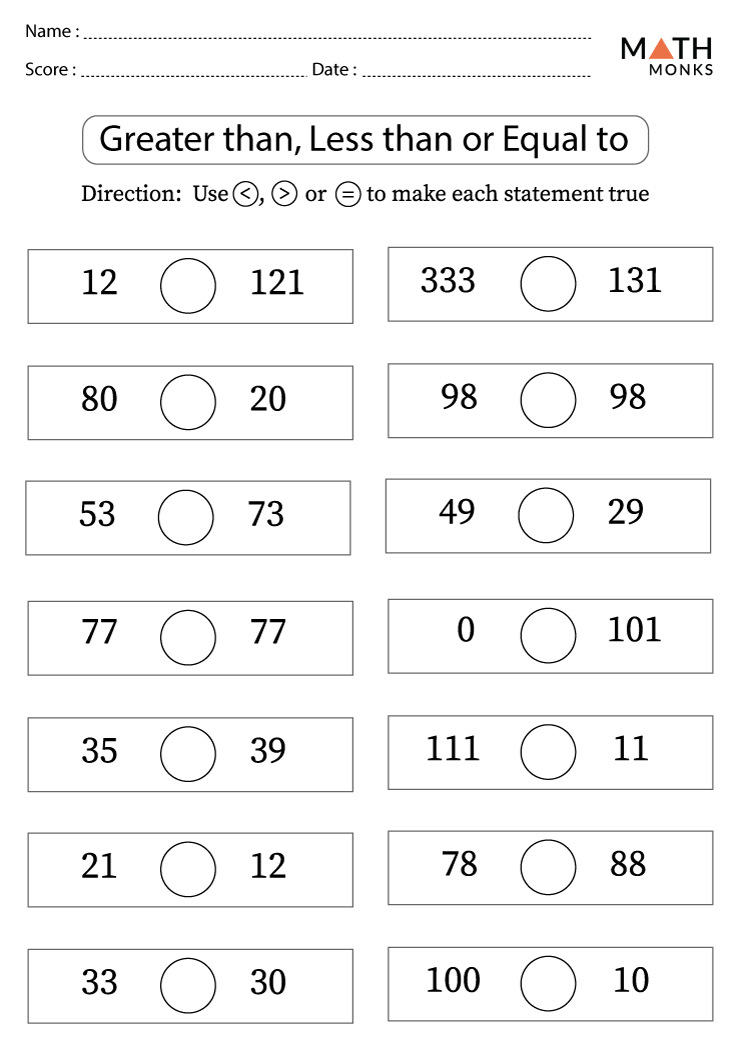 Greater Than Less Than Worksheets Math Monks Greater Than Less Than Worksheets Math Monks