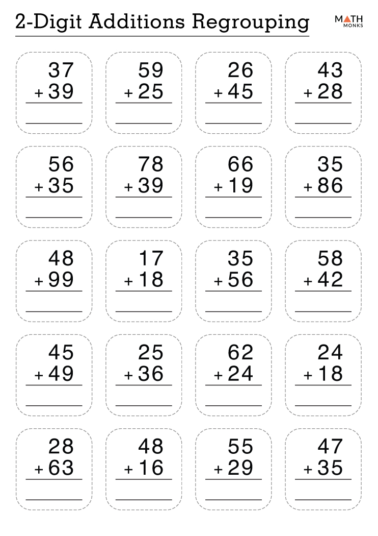 Addition With Regrouping Worksheets With Answer Key