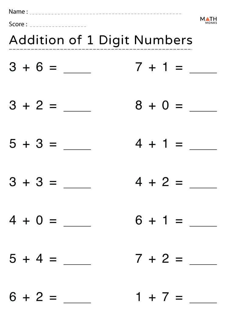 Single Digit Addition Worksheets With Answer Key Single Digit Addition Worksheets With Answer Key
