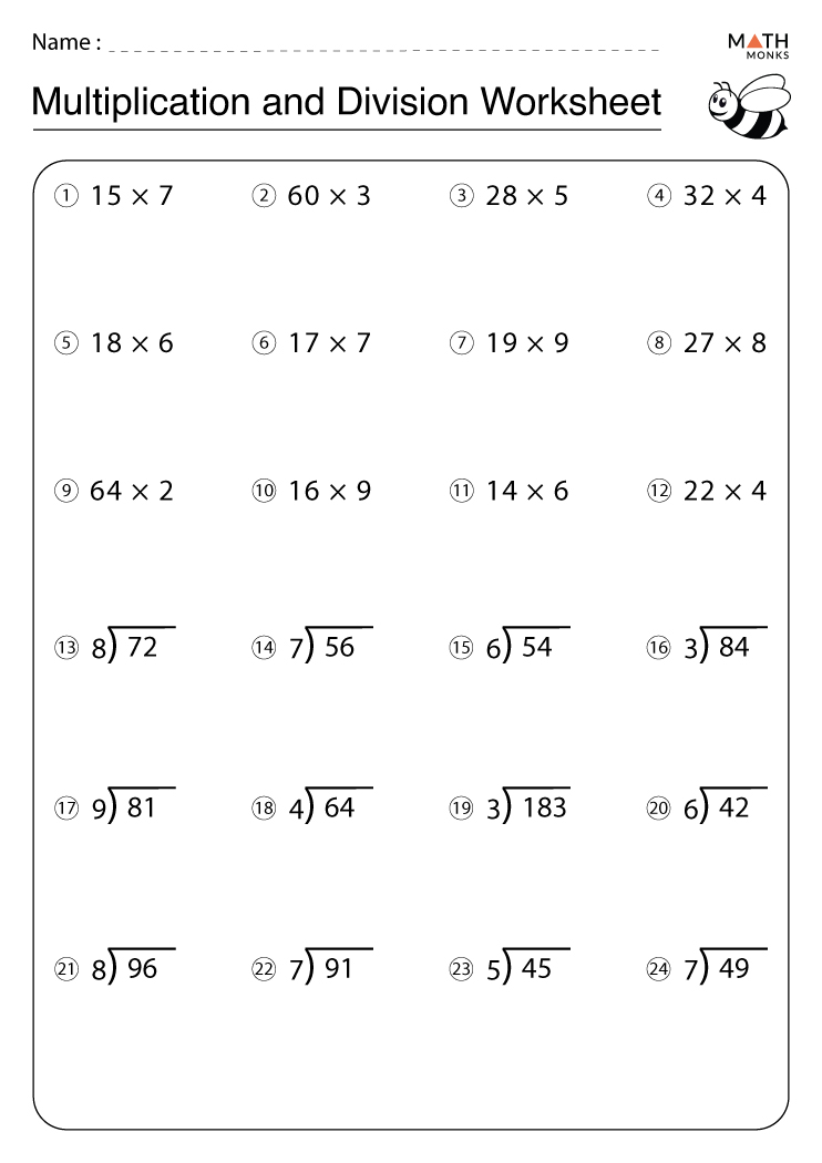 Multiplication And Division Worksheets With Answer Key Multiplication And Division Worksheets With Answer Key