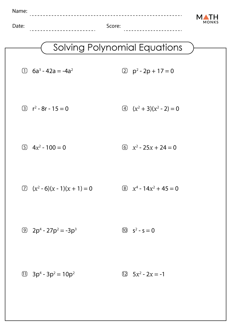 Solving Polynomial Equations Find All Roots Worksheet Tessshebaylo