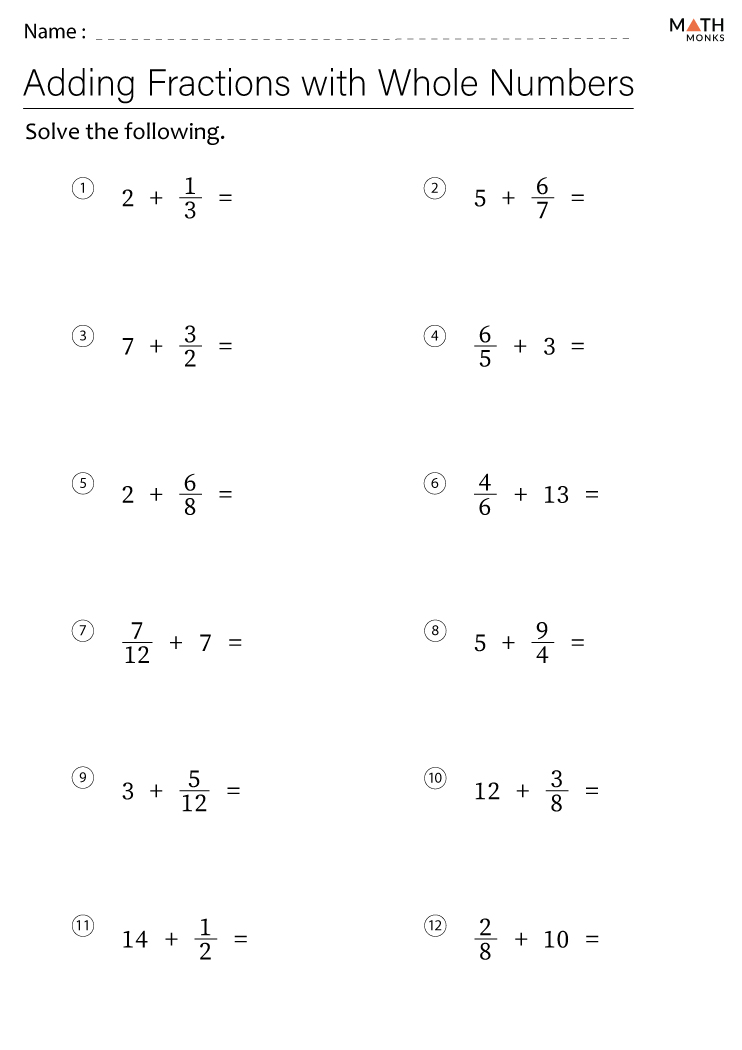Adding Fractions Worksheets With Answer Key Adding Fractions Worksheets With Answer Key
