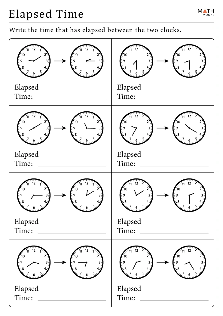 Elapsed Time Worksheets Math Monks