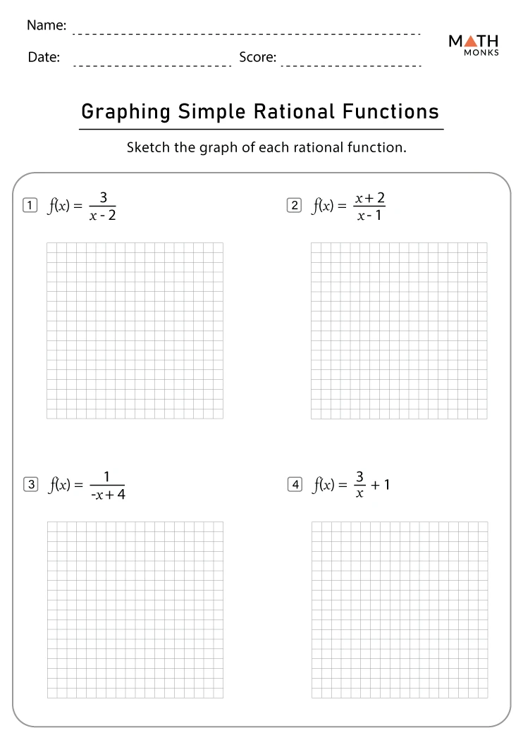 Graphing Rational Functions Worksheets Math Monks
