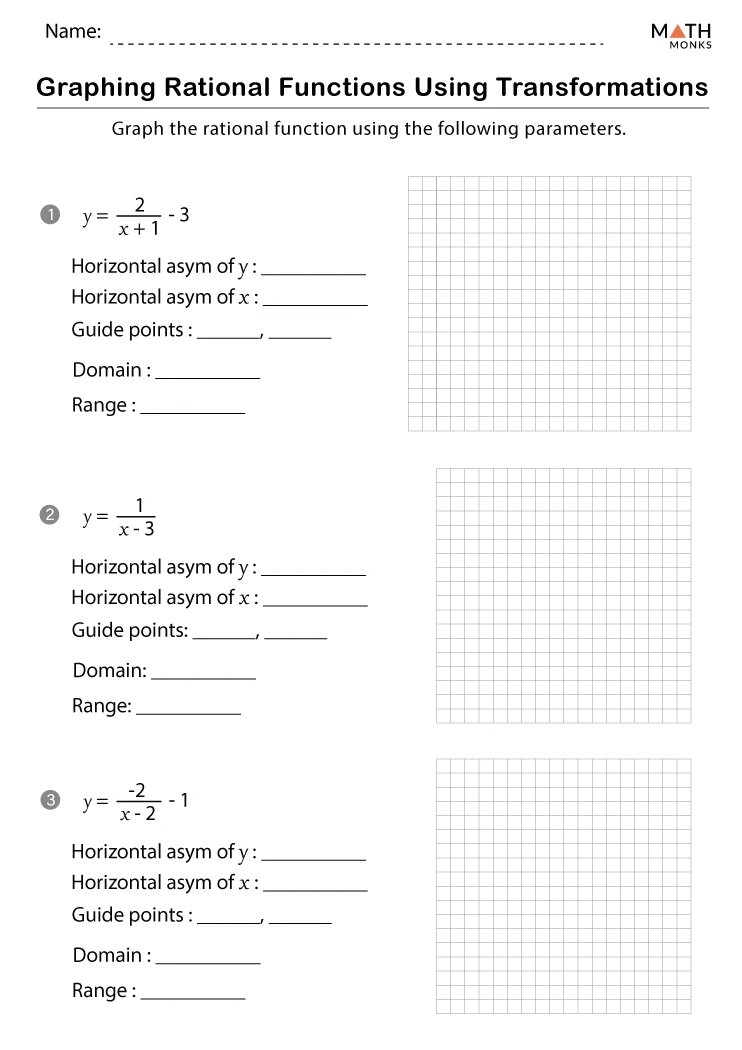 Graphing Rational Functions Worksheets Math Monks
