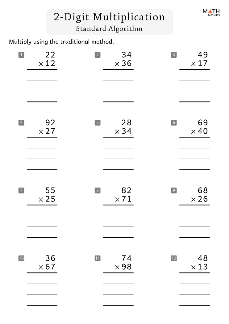 Double Digit Multiplication Worksheets Math Monks