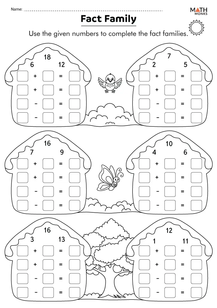 First Grade Fact Family Worksheets Math Monks First Grade Fact Family Worksheets Math Monks