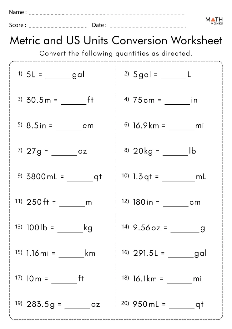 Converting Customary Units Worksheet Pdf