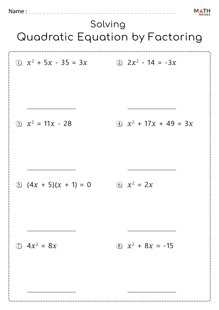 Factoring Worksheets Math Monks Factoring Worksheets Math Monks