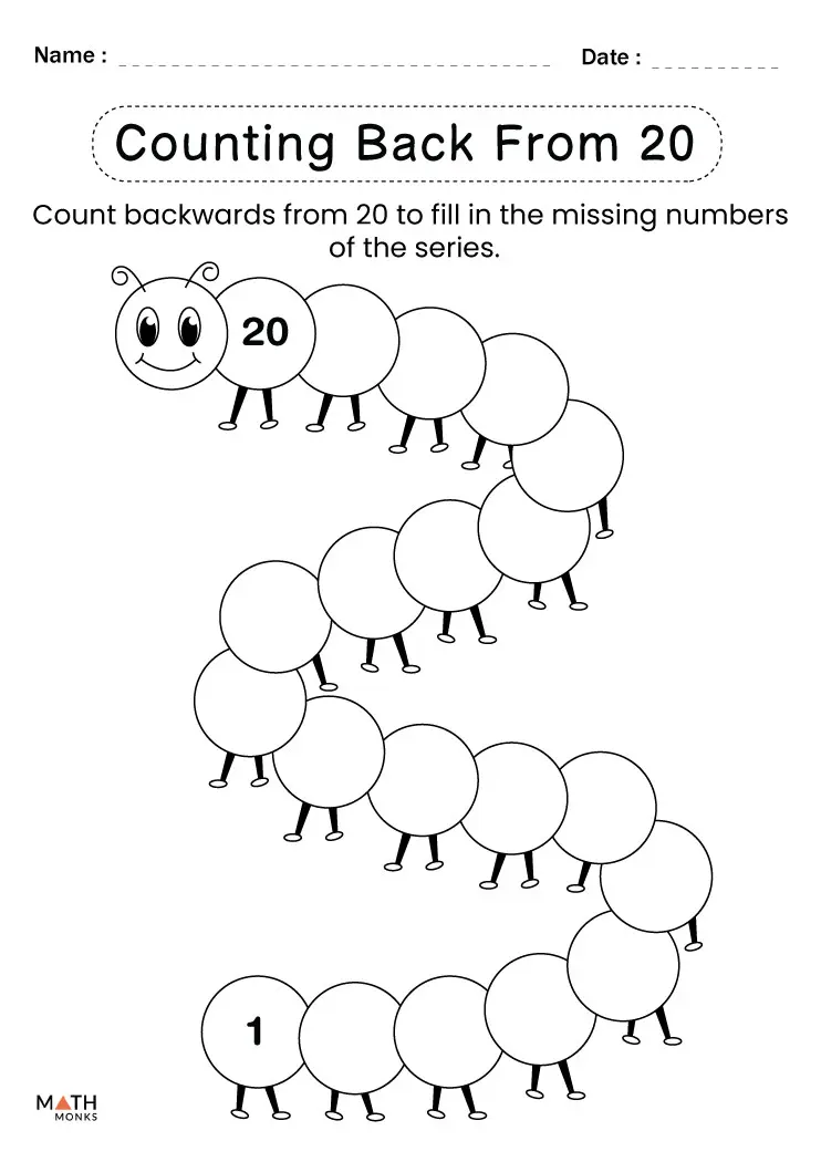 Backward Counting Worksheets Math Monks