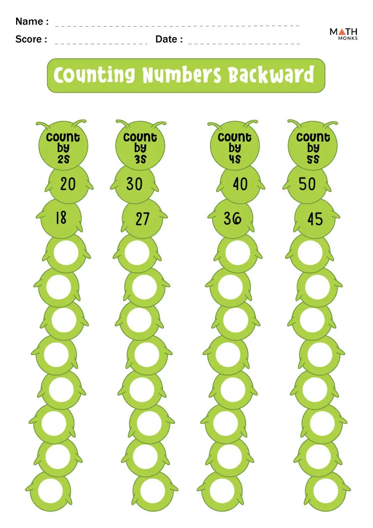 Backward Counting Worksheets Math Monks Backward Counting Worksheets Math Monks