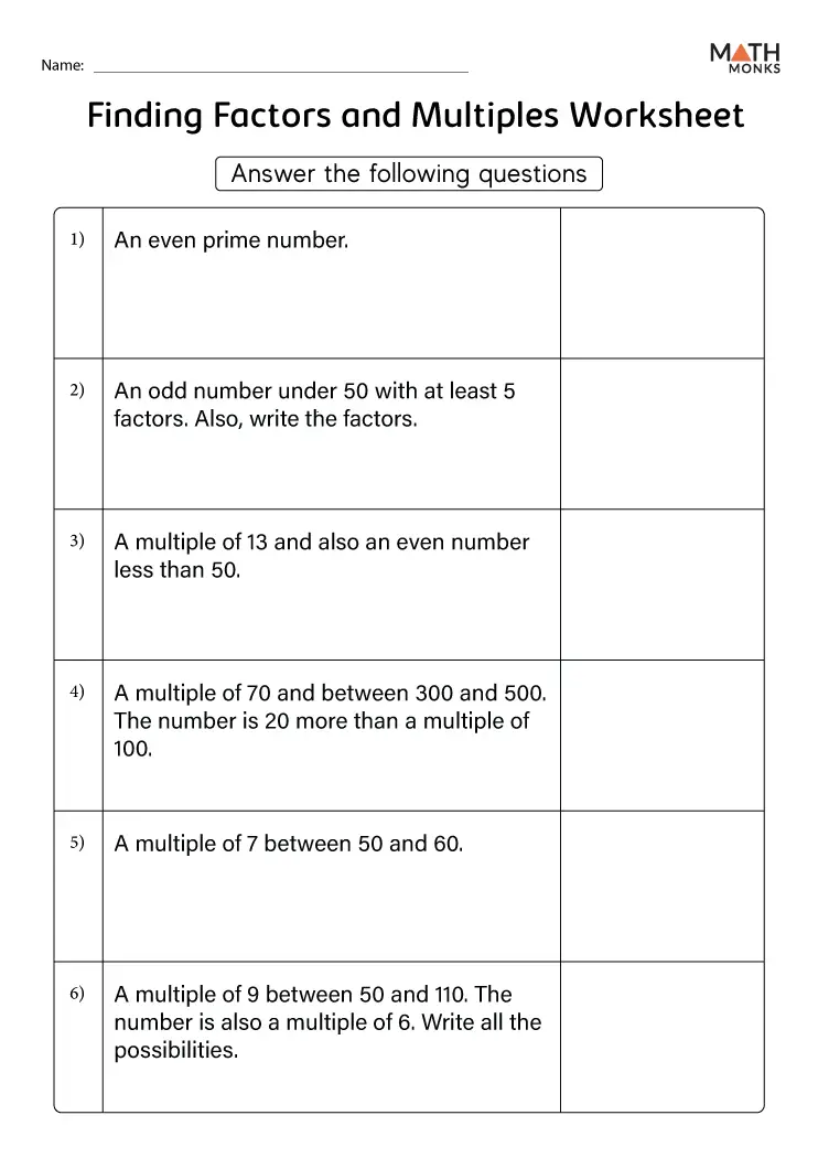 Factors And Multiples Worksheets Math Monks Factors And Multiples Worksheets Math Monks
