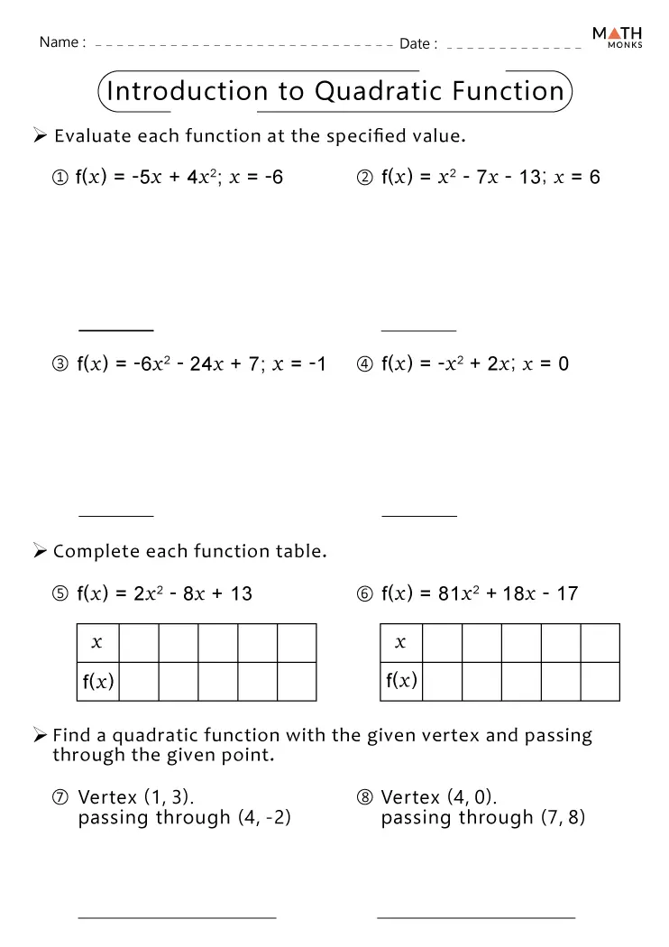 Quadratic Formula Worksheets Math Monks Quadratic Formula Worksheets Math Monks