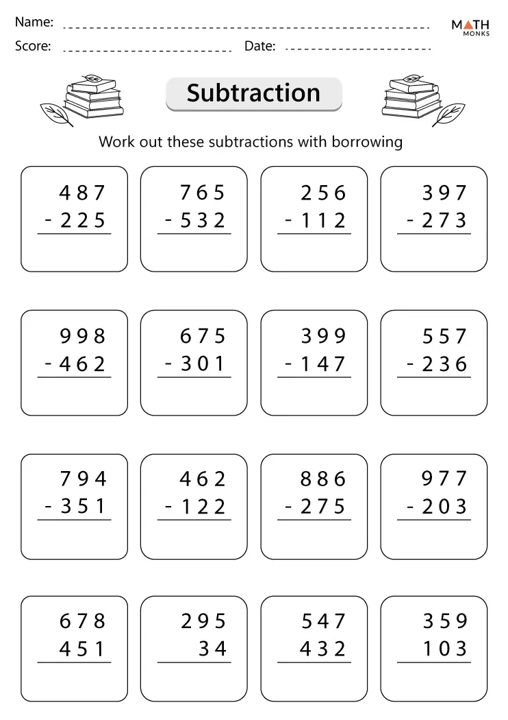 2nd Grade Subtraction Worksheets Math Monks 2nd Grade Subtraction Worksheets Math Monks
