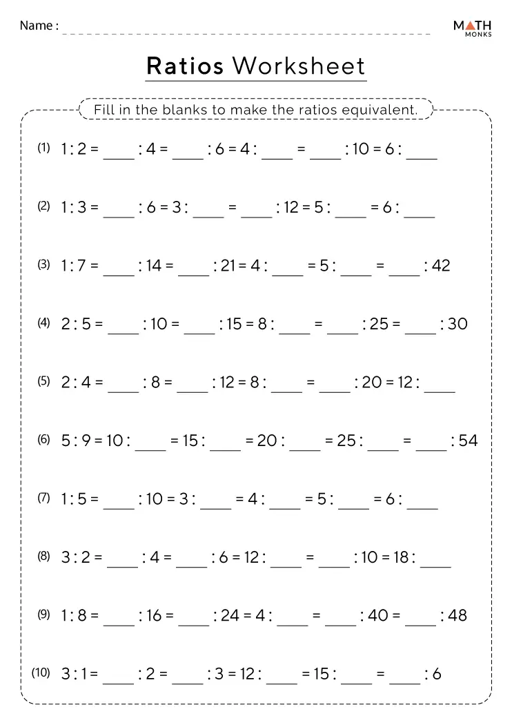 Ratio Worksheets Math Monks