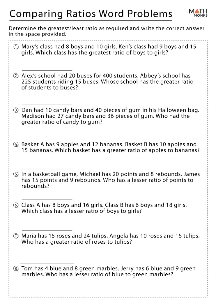Ratio Word Problems Worksheets Math Monks Ratio Word Problems Worksheets Math Monks