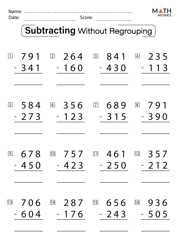 3rd Grade Subtraction Worksheets Math Monks 3rd Grade Subtraction Worksheets Math Monks