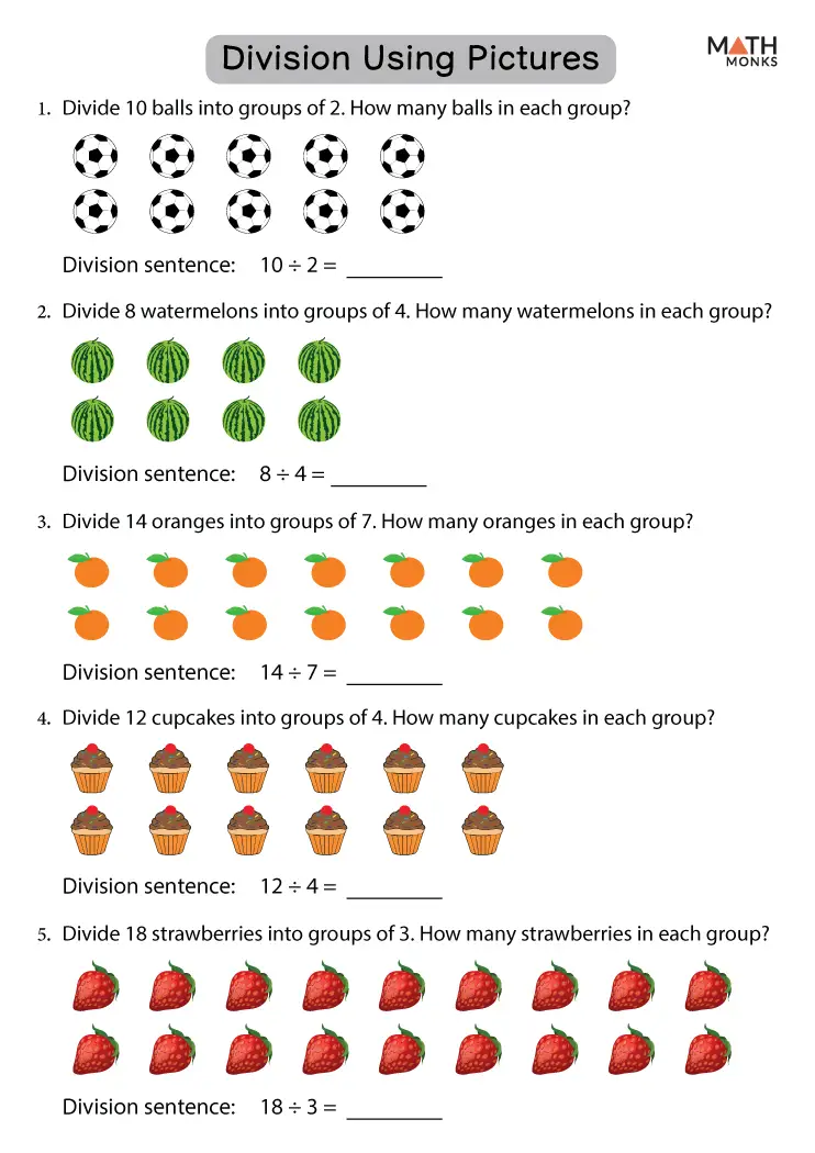 Division Worksheets For Grade 2 Math Monks