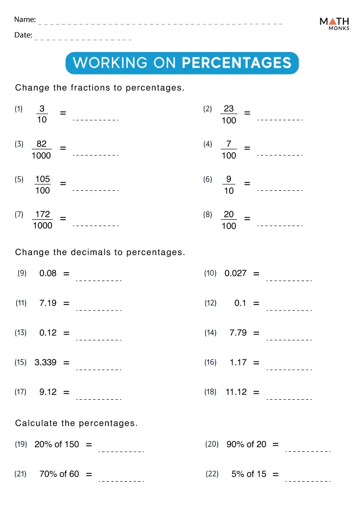 6th Grade Percent Worksheets Math Monks 6th Grade Percent Worksheets Math Monks