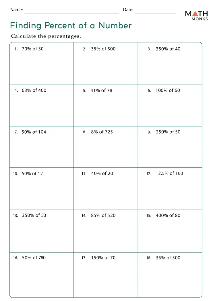 Percentage Worksheets Math Monks Percentage Worksheets Math Monks