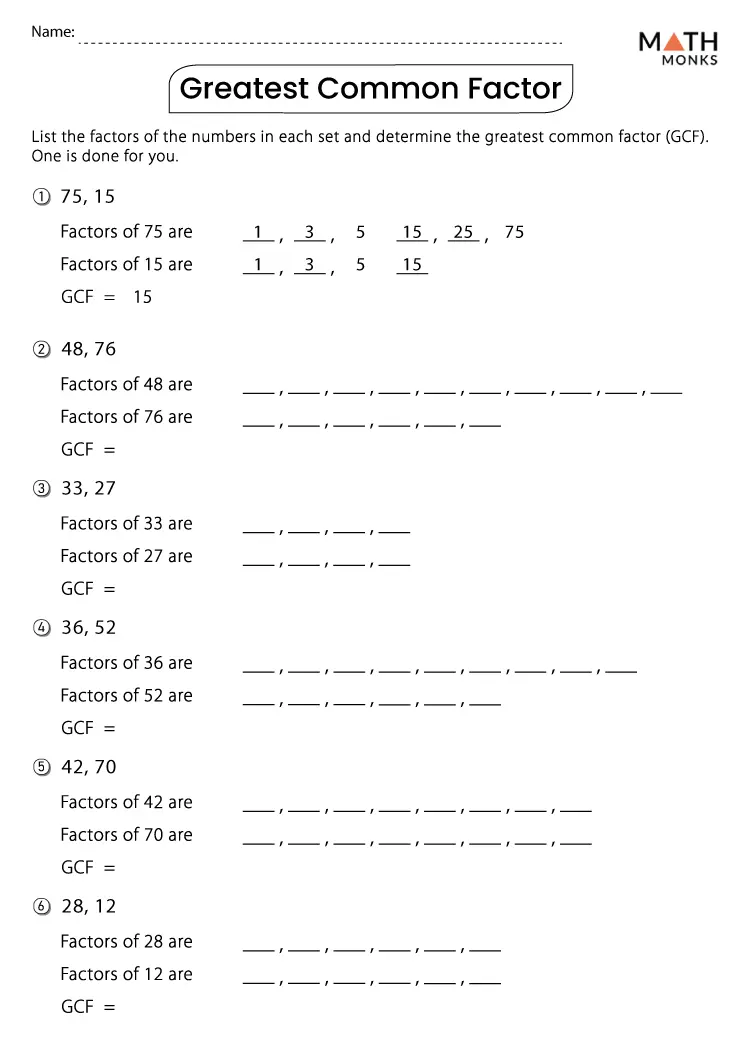 Gcf Algebra Worksheet Pdf Gcf Algebra Worksheet Pdf