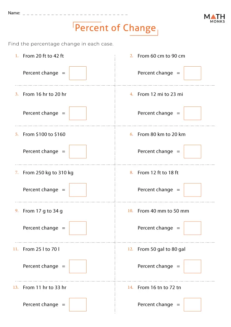 Percentage Worksheets Math Monks