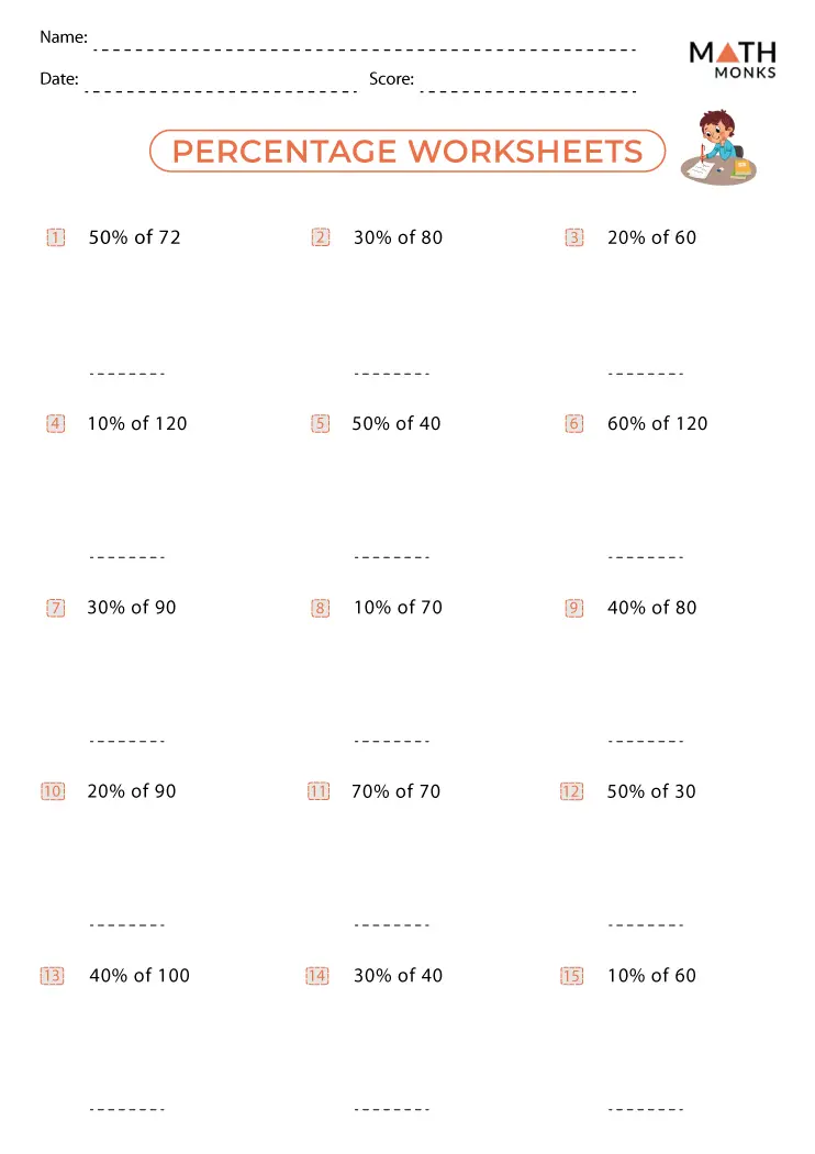 Percentage Worksheets Math Monks