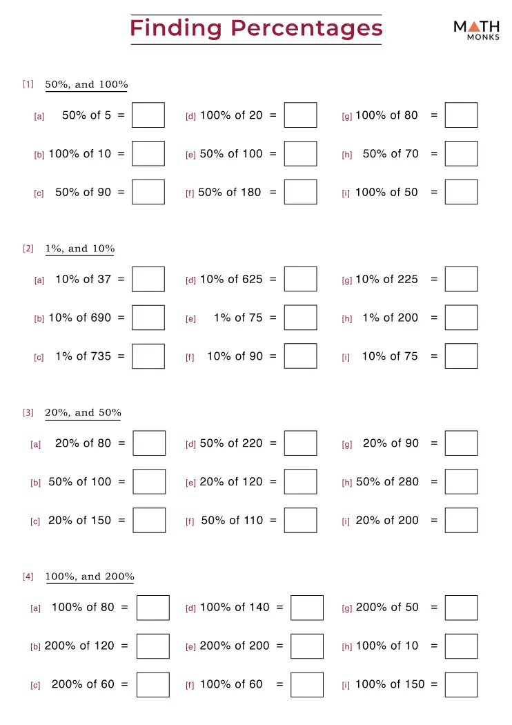 Percentage Worksheets Math Monks Percentage Worksheets Math Monks