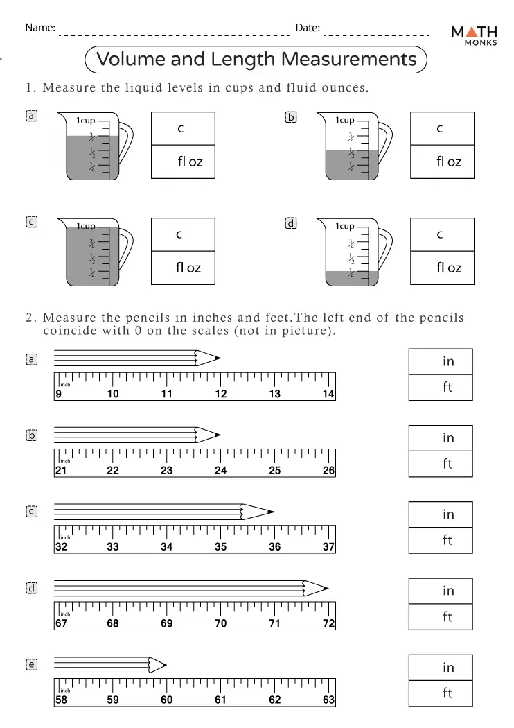 4th Grade Measurement Worksheets 4th Grade Measurement Worksheets